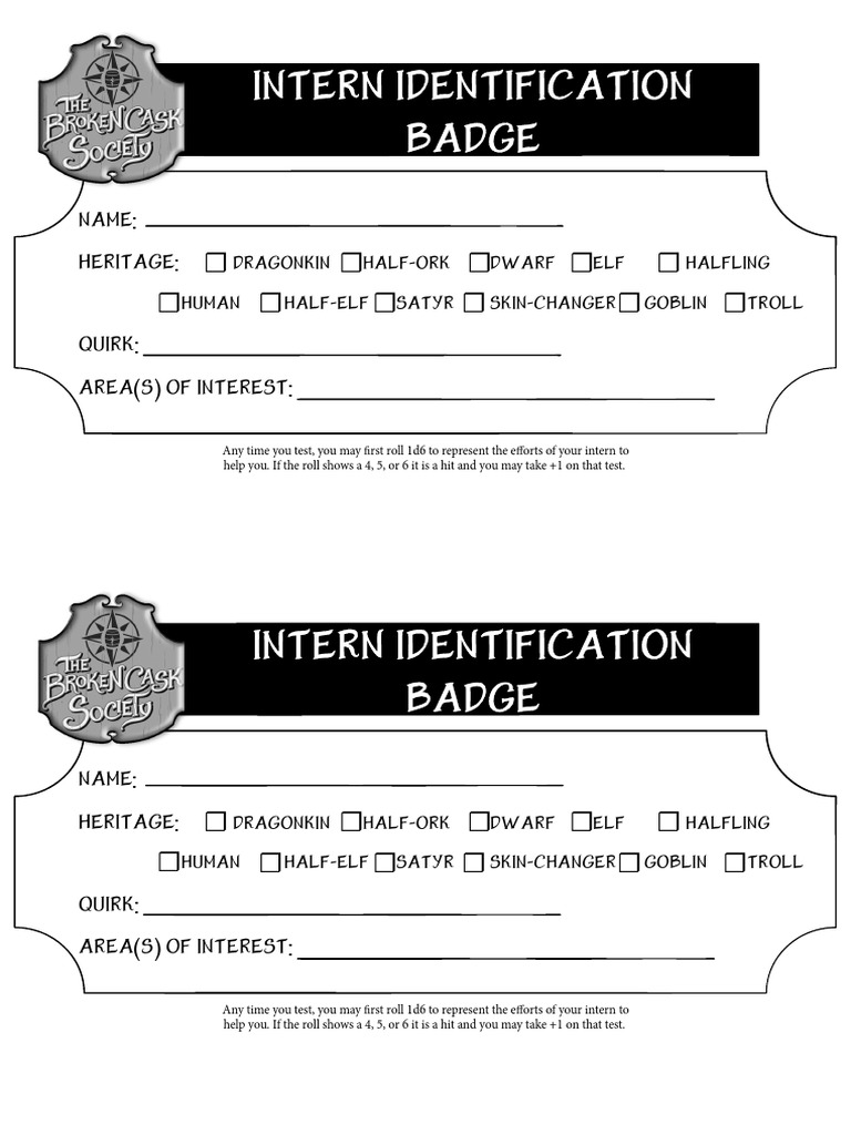 Broken Cask Society Intern Badge PDF | PDF