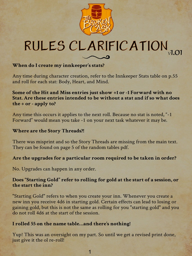 The Broken Cask - Rules Clarification | PDF