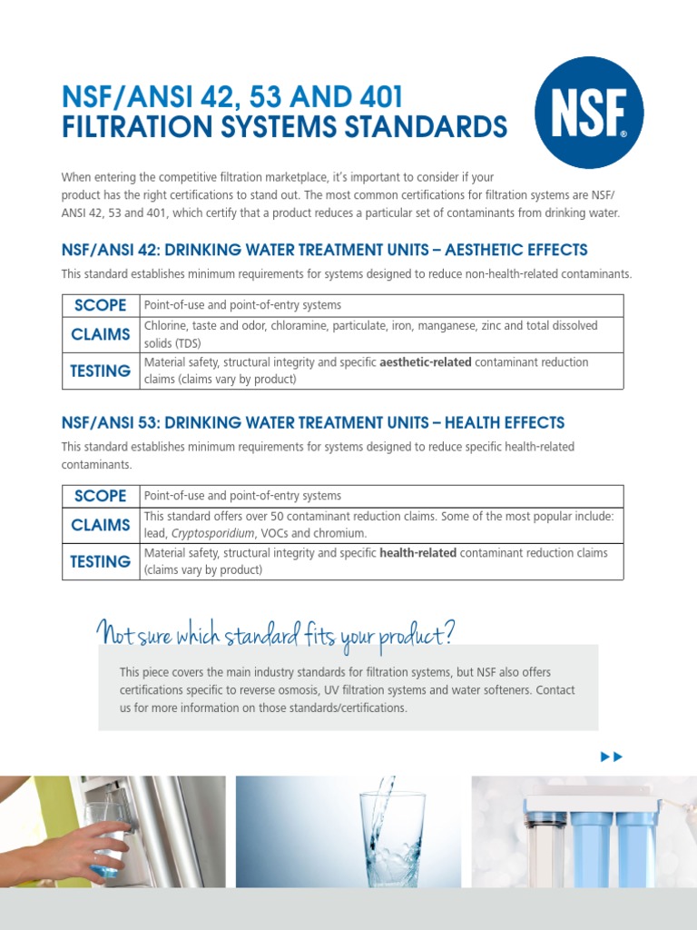 DW NSF Ansi 42 53 401 PDF | PDF | Water Purification | Drinking Water