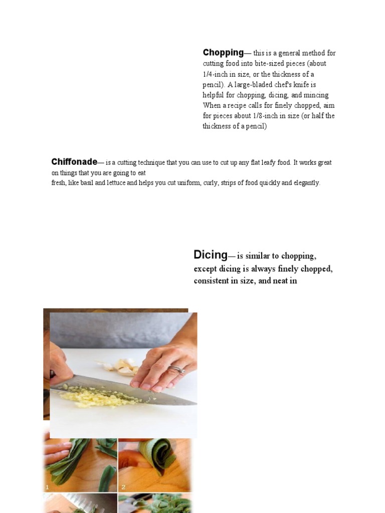 Basic Knife Cuts | PDF | Foods | Cooking