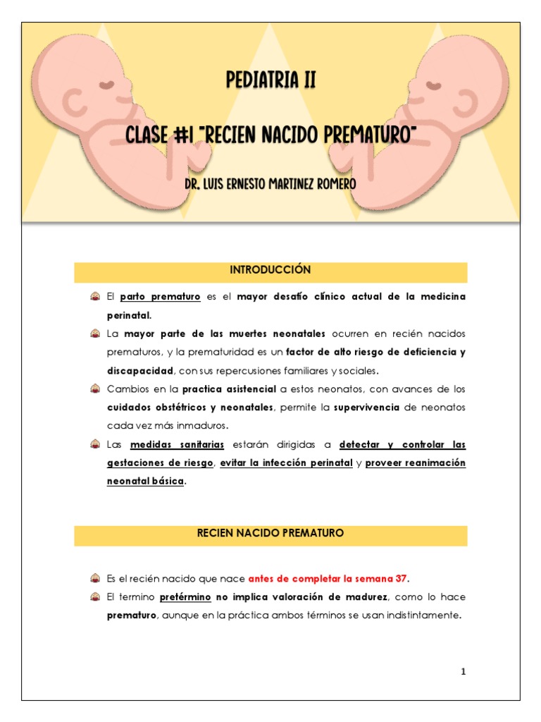 1 - Recien Nacido Prematuro | PDF | Parto prematuro | Especialidades Medicas