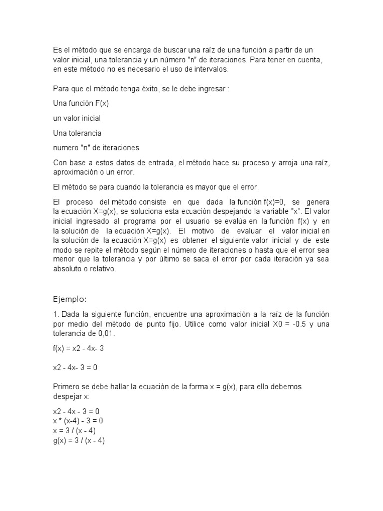 Punto Fijo METODOS NUMERICOS | PDF | Ecuaciones | Función (Matemáticas)
