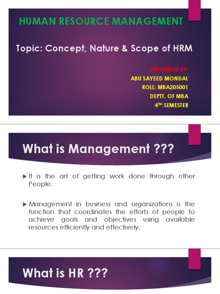 Nature and Scope of HRM Explained | PDF | Human Resource Management ...