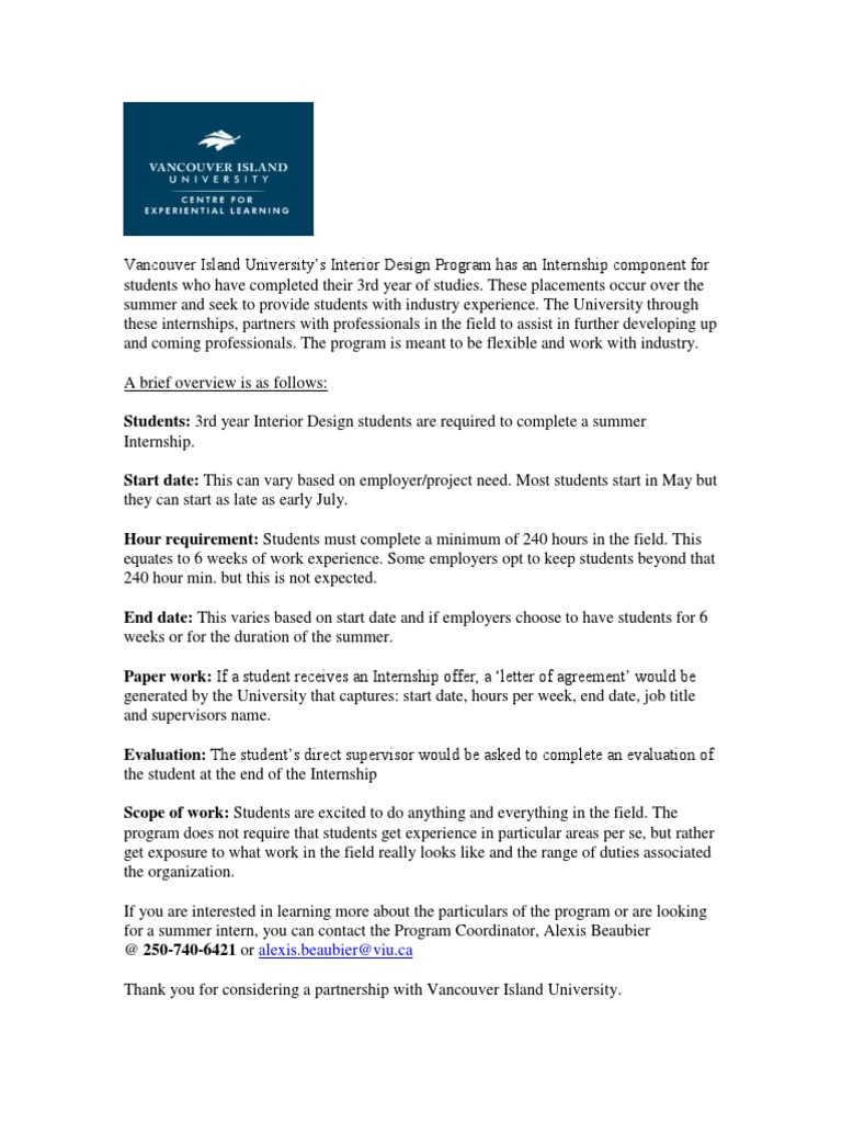 VIU Internship Model Overview | PDF