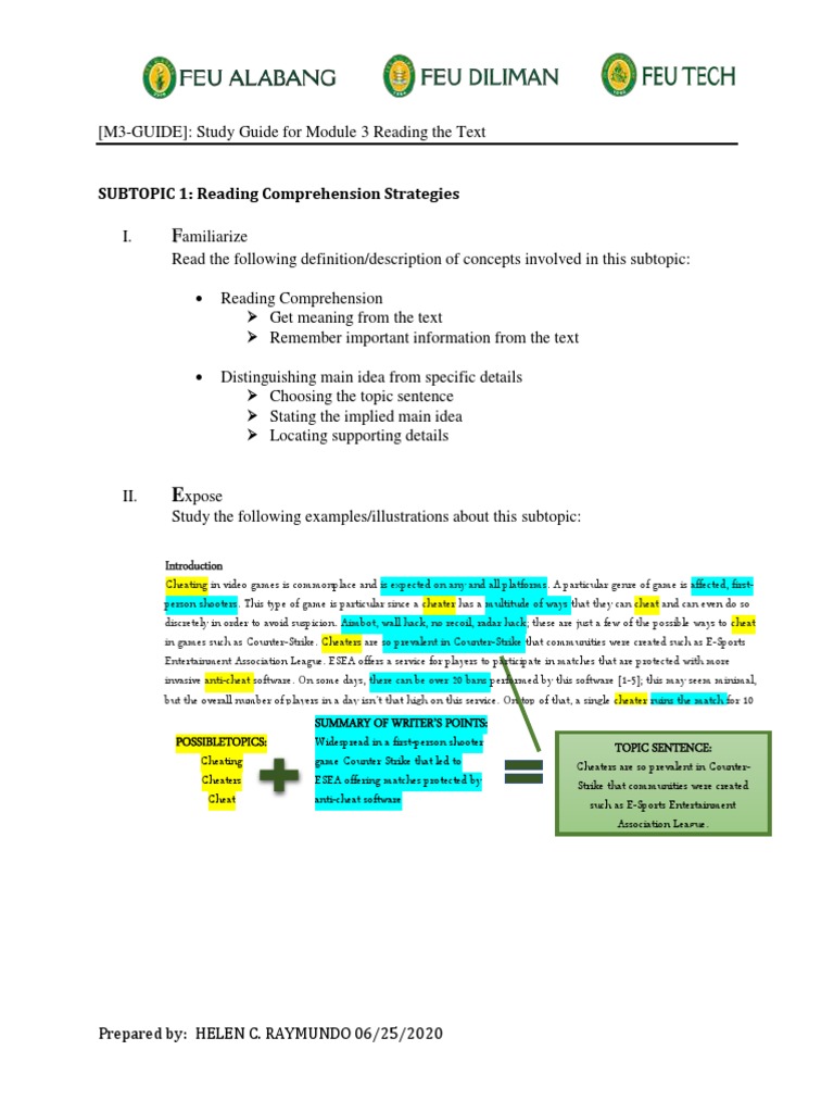 (M3-GUIDE) Reading The Text | PDF | Communication | Computing