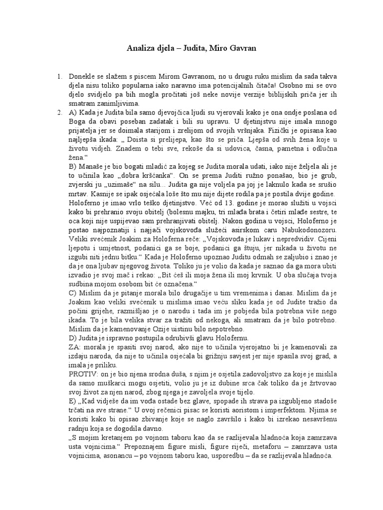Judita - Analiza | PDF