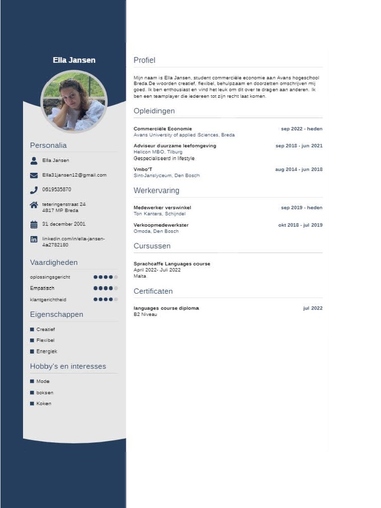 CV Ella Jansen 2023 | PDF