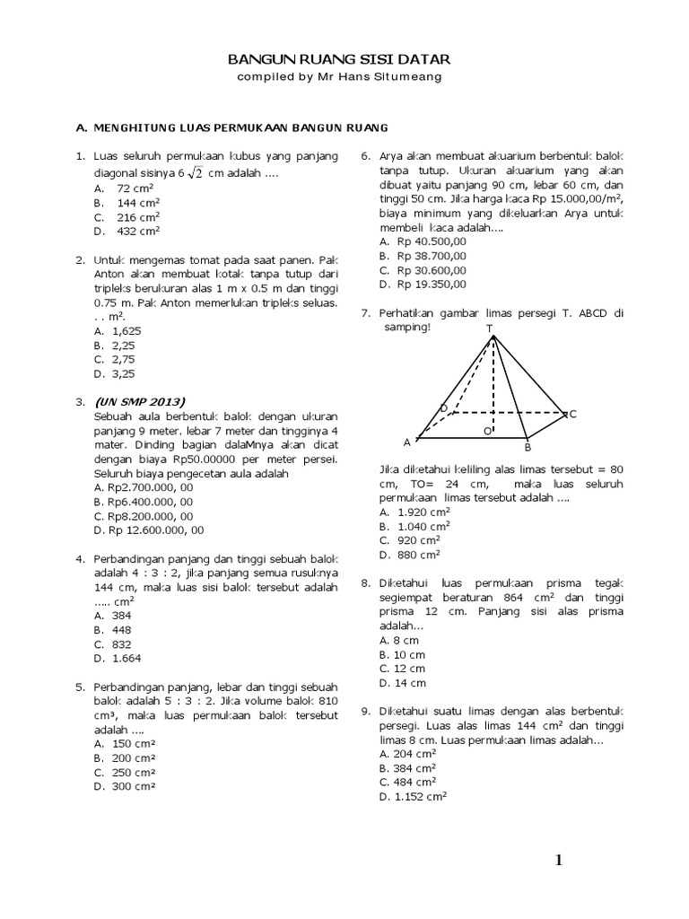 Bangun Ruang Sisi Datar SMP | PDF