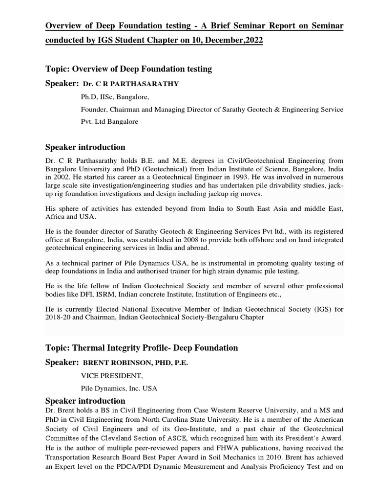 Deep Foundation Testing Seminar Report | PDF | Geotechnical Engineering ...