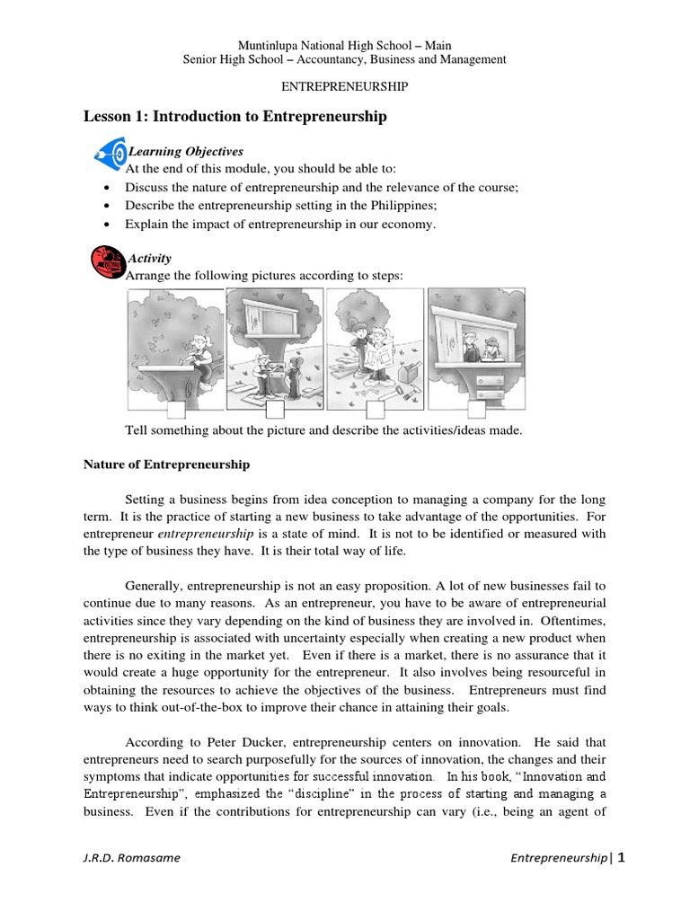 Entrepreneurship Module - Week 1 | PDF | Entrepreneurship | Economic Growth