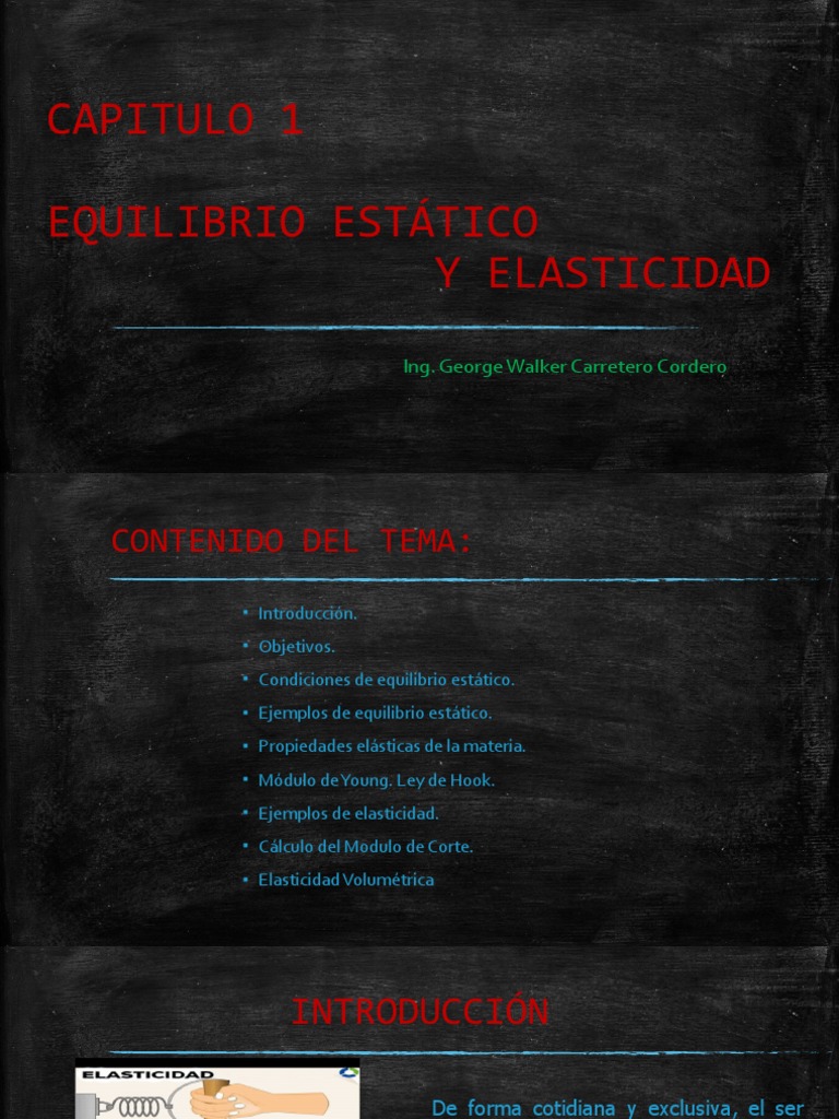 Capitulo 1 Equilibrio Estático y Elasticidad | PDF | Elasticidad (Física) | Fuerza