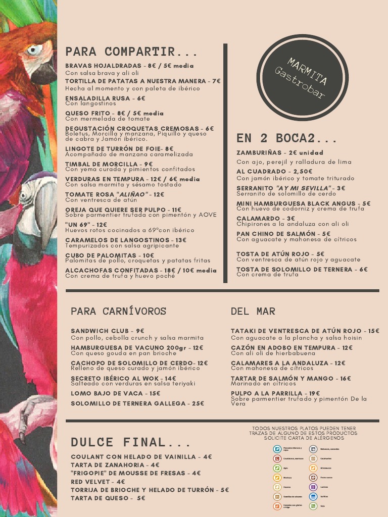 Menú Variado de La Marmita | PDF | Cocina mediterranea | Carne