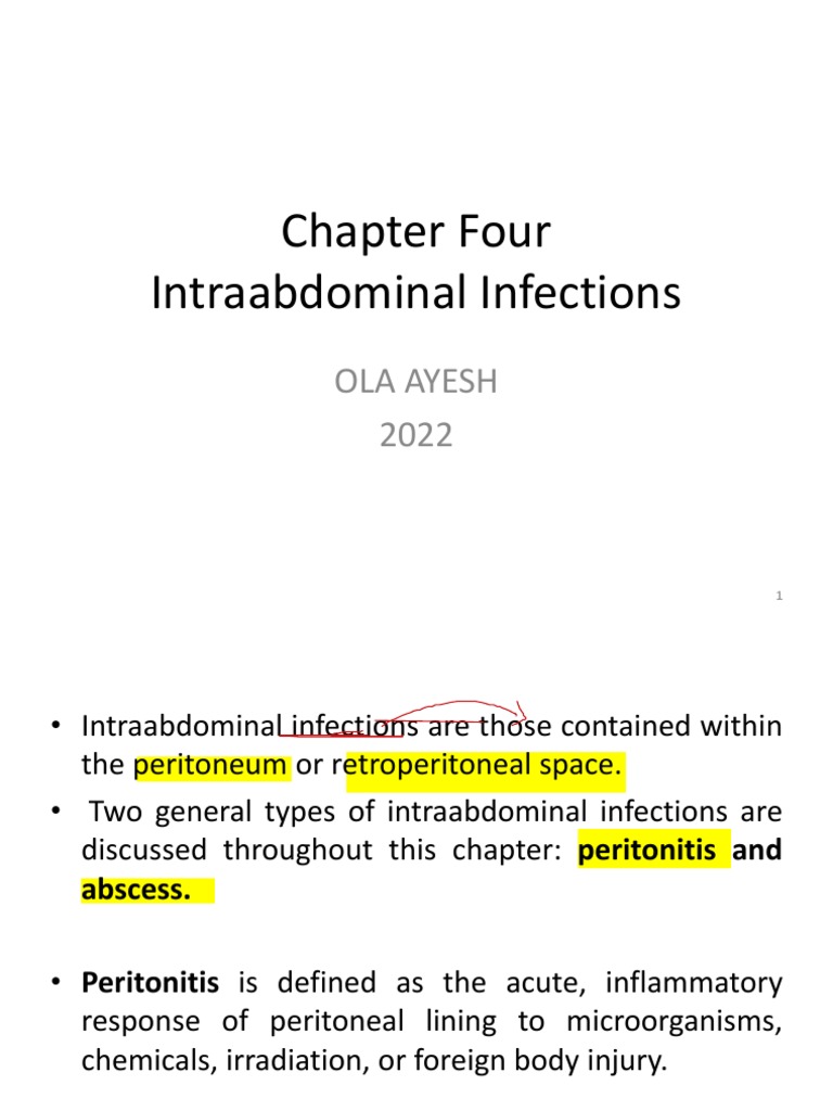 Chapter 4 Intraabdominal Infections PDF | PDF | Peritoneum | Infection