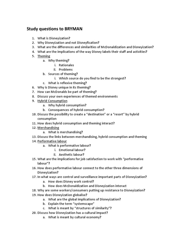 Study Questions To Bryman | PDF