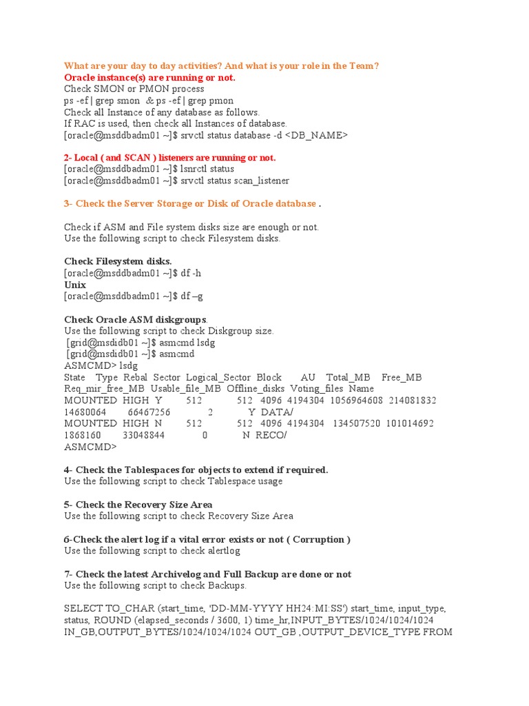 Oracle DBA Real Time Interview Questions | PDF | Database Index | Databases
