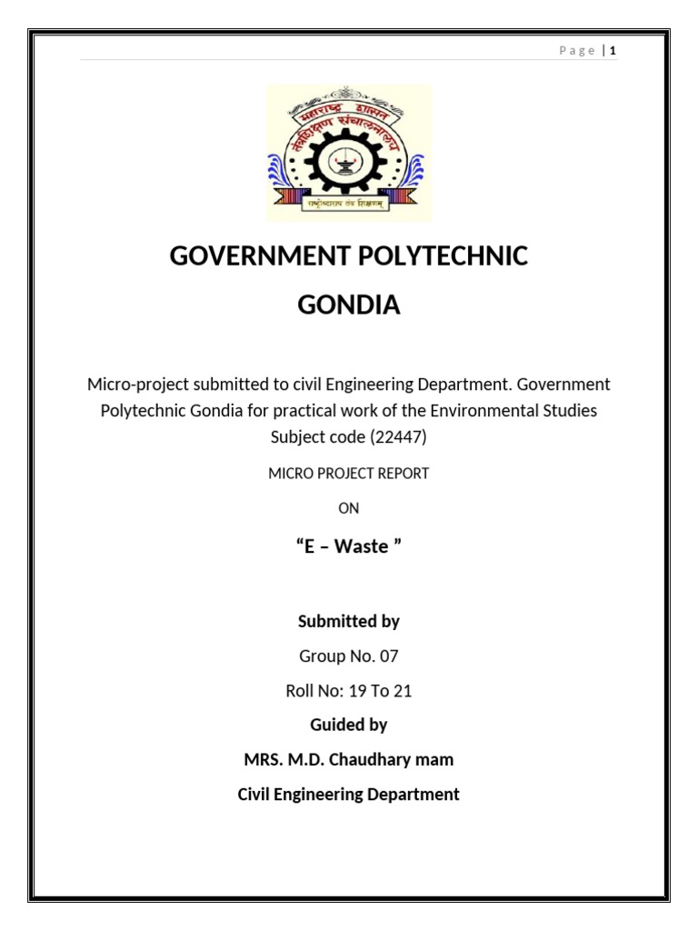 EST Microproject E-WASTE | PDF | Electronic Waste | Waste