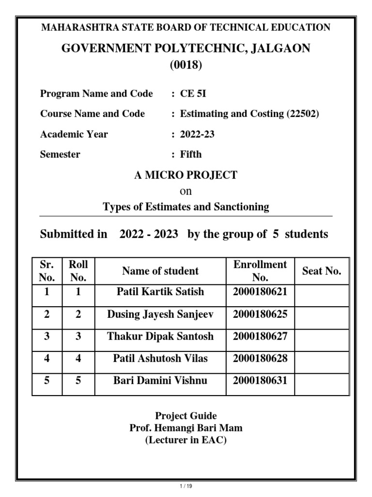 Government Polytechnic, Jalgaon (0018) | PDF | Specification (Technical ...