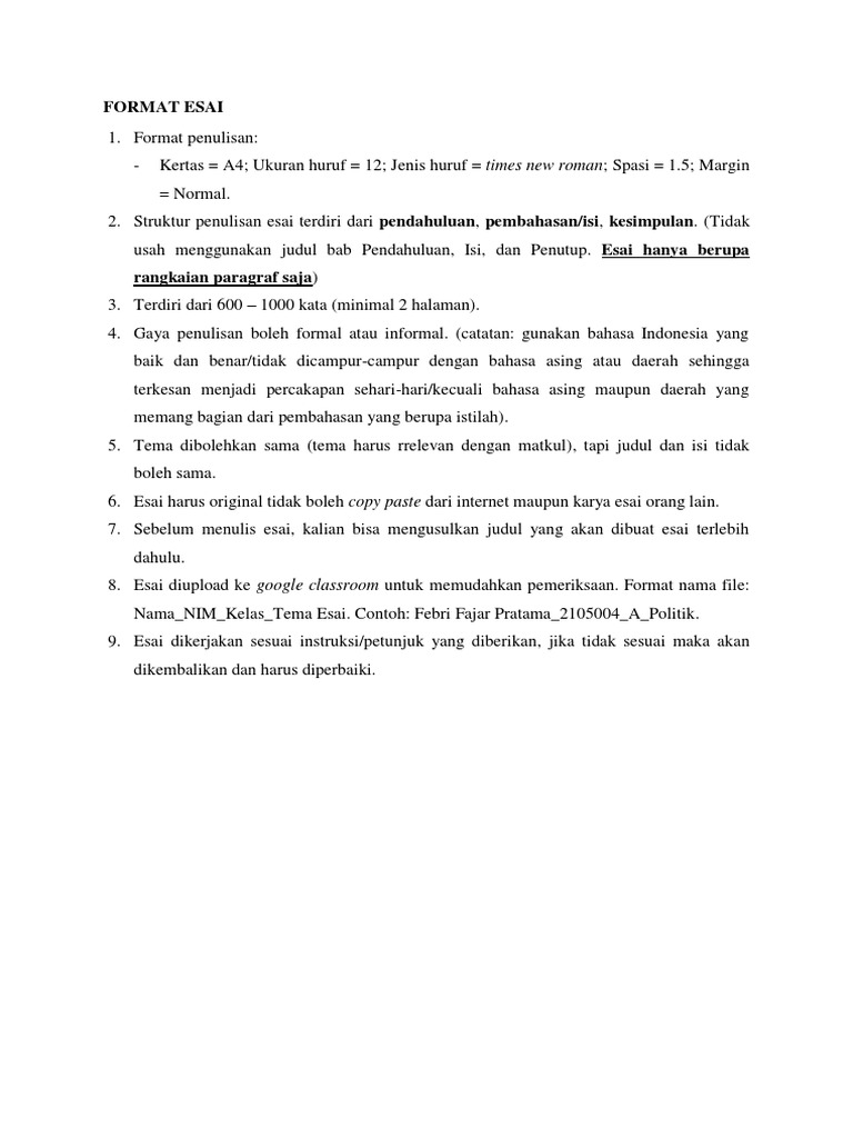 Format Esai PKN PDF | PDF