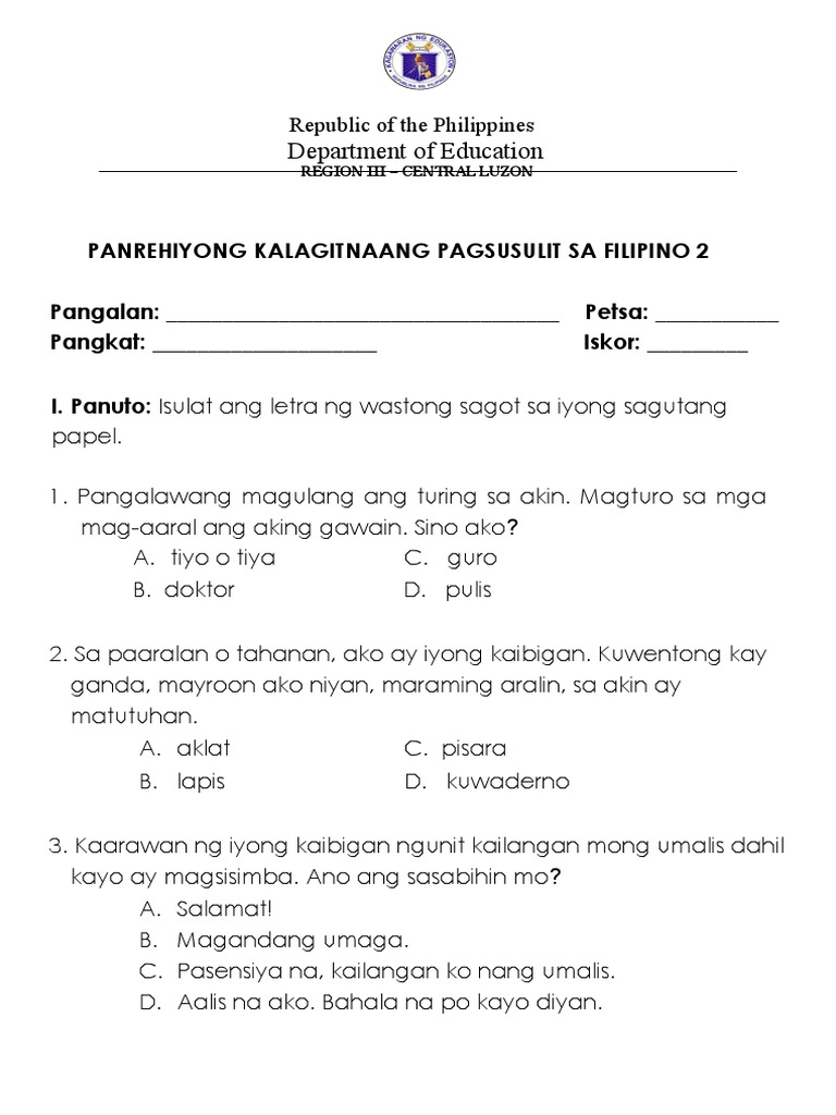 Filipino 2 Mya | PDF