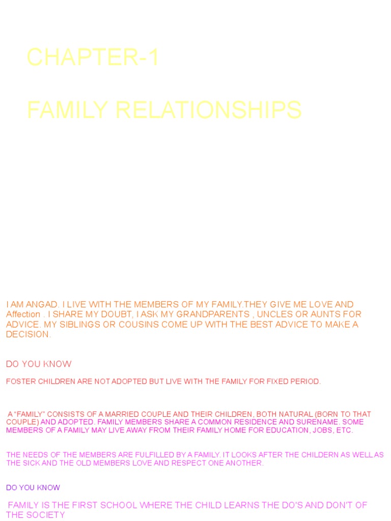 Chapter-1 Family Relationships | PDF | Family | Grandparent