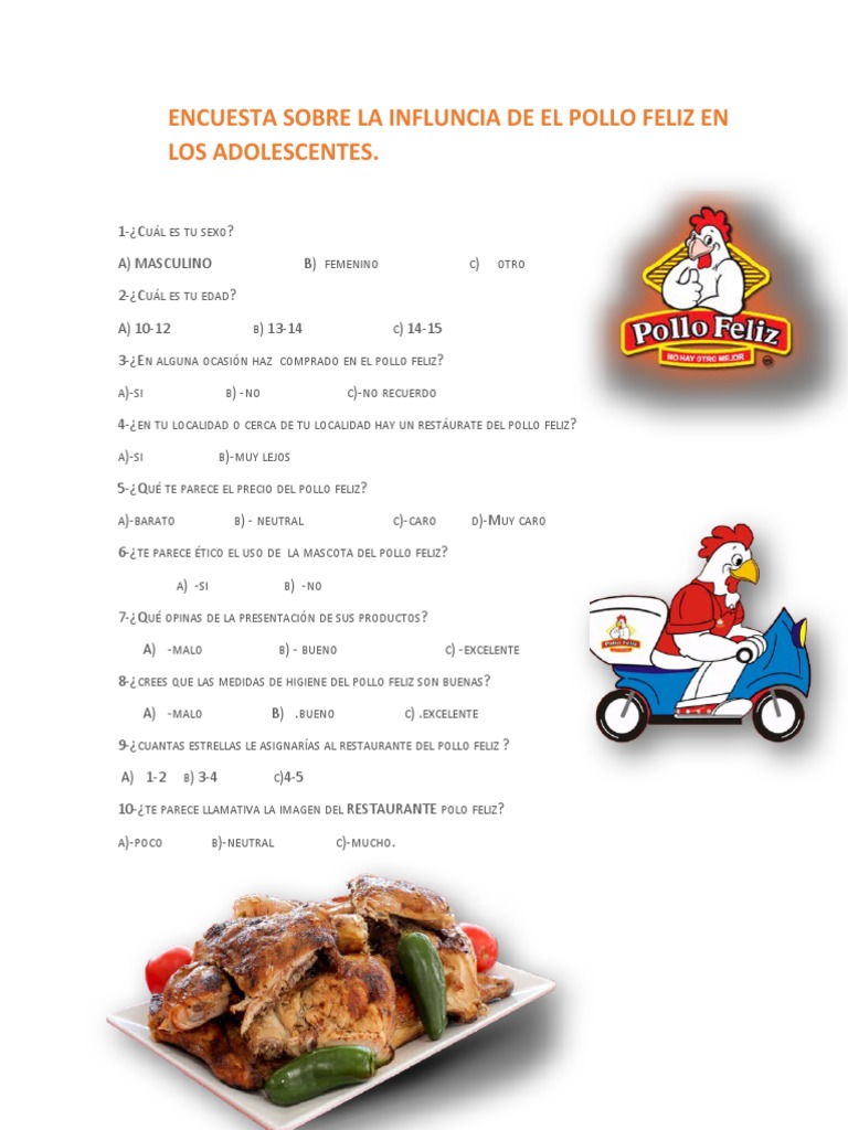 Encuesta Sobre La Influncia de El Pollo Feliz en Los Adolescentes | PDF