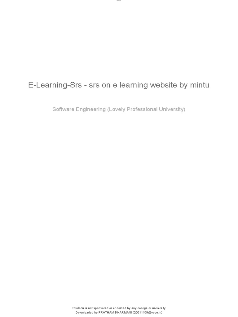 E Learning Srs Srs On e Learning Website by Mintu | PDF | User ...