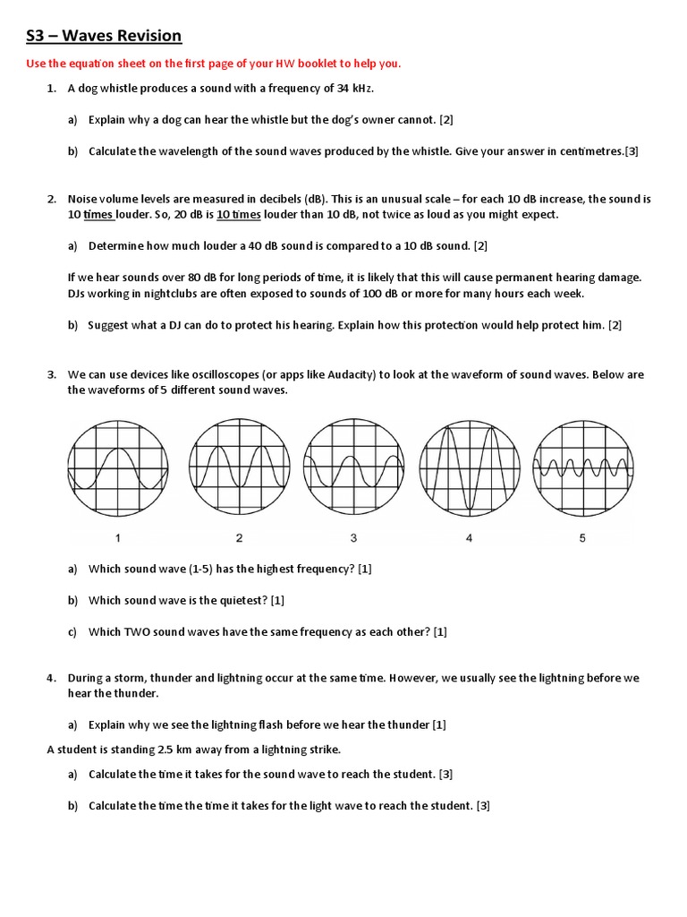 Unit 1 Waves Revision | PDF | Waves | Sound