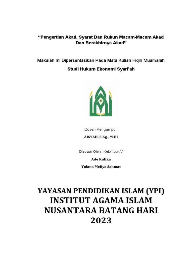 Pengertian dan Rukun Akad dalam Fiqih | PDF