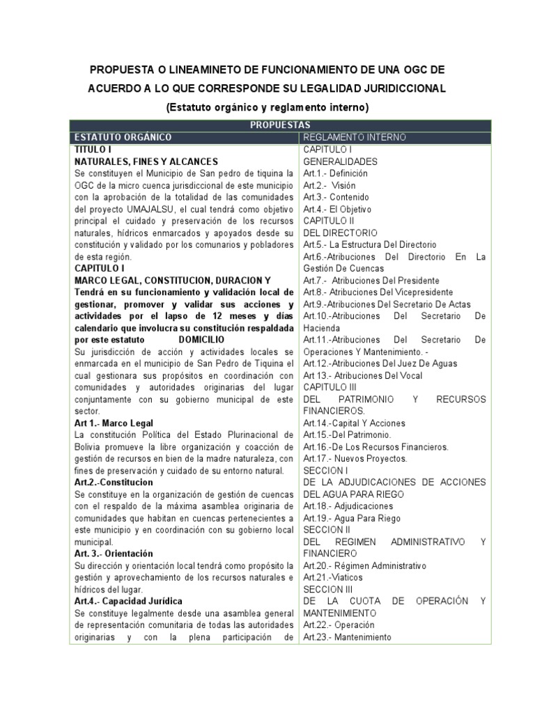 Estatuto Organico de La Ocg..tiquina | PDF | Multa (pena) | Regulación