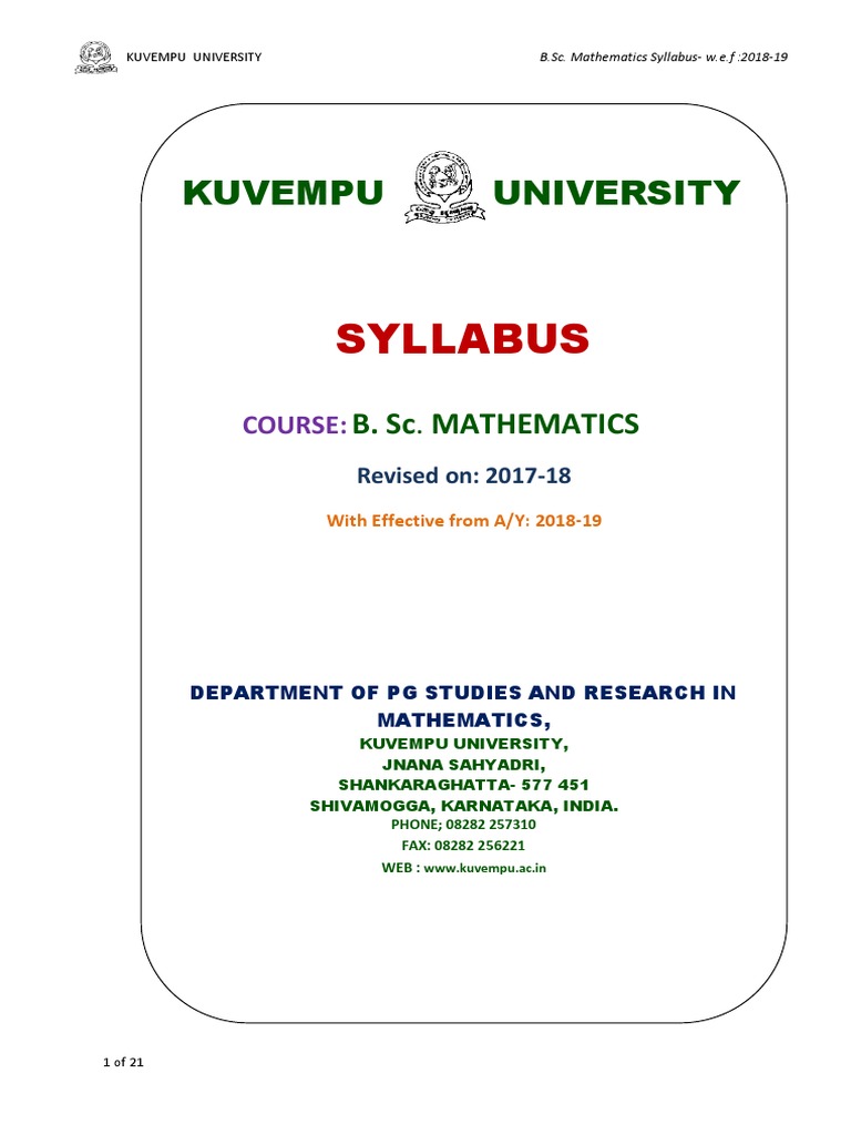 Ug Maths Syllabus Pdf Pdf Integral Matrix Mathematics 0954