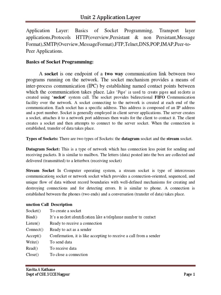 Unit 2 Application Layer | Download Free PDF | Domain Name System | File Transfer Protocol