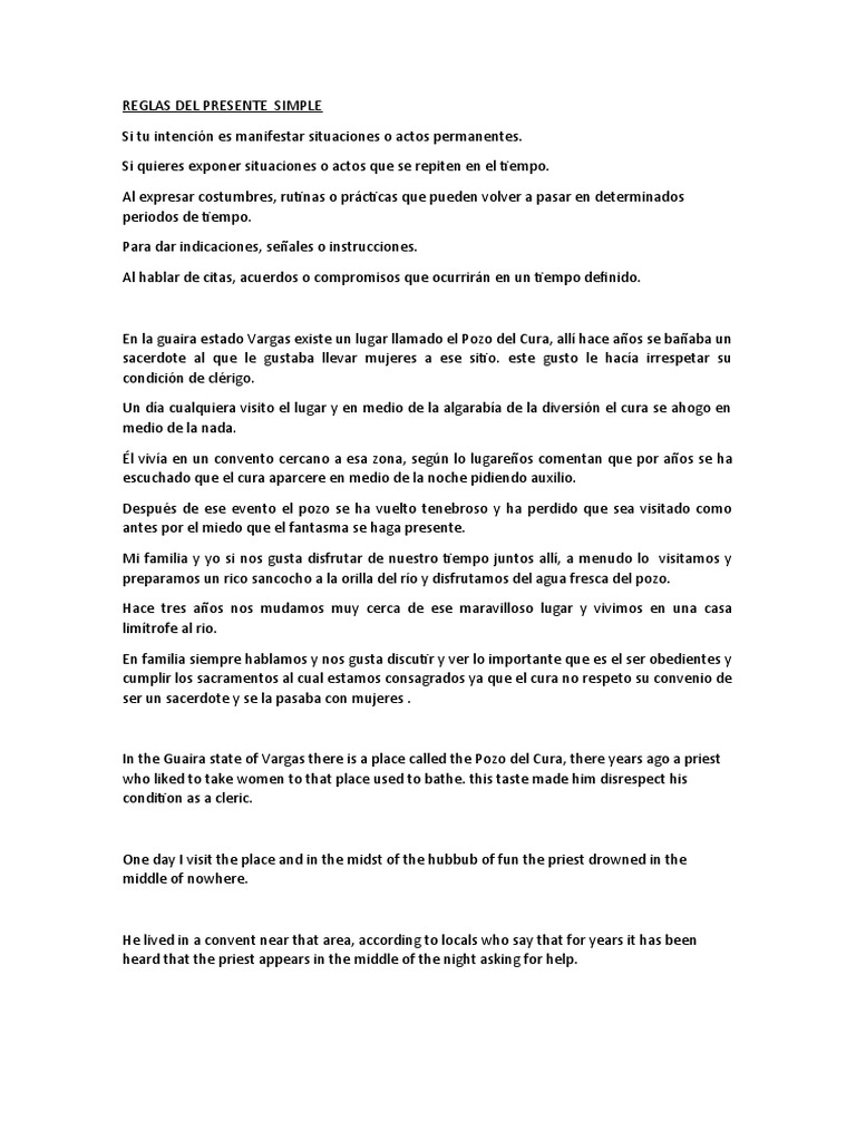 Cuento en Presente Simple | PDF