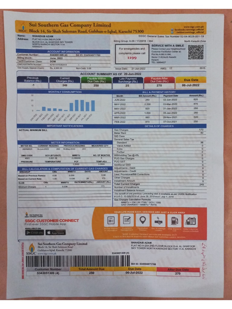 Piped Gas Bill | PDF