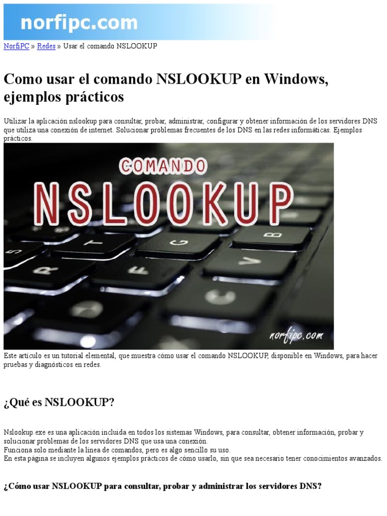 Como Usar El Comando NSLOOKUP en Windows, Ejemplos Prácticos | PDF | sistema de nombres de ...