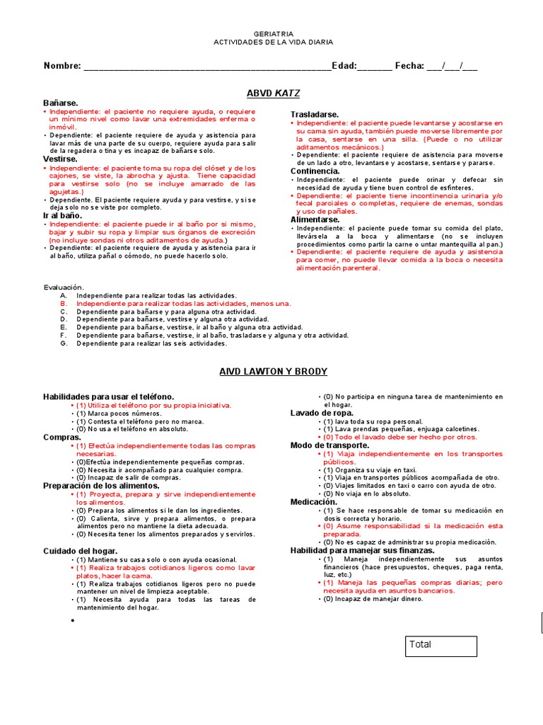 AVD Katz Lawton y Brody | PDF