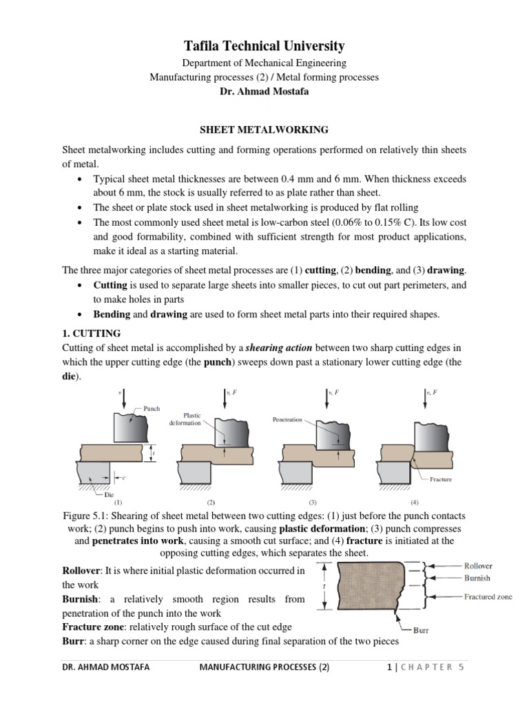 Chapter 5-Sheet Metalworking | PDF | Sheet Metal | Strength Of Materials