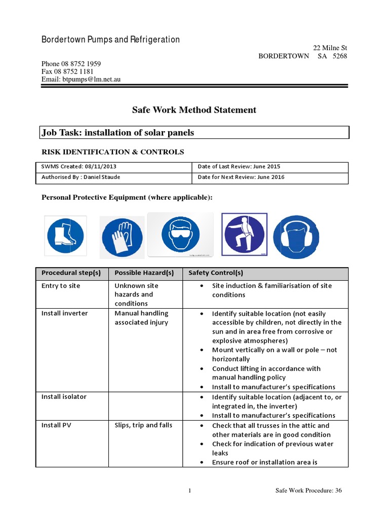Installation of Solar Panels | PDF | Occupational Safety And Health | Risk
