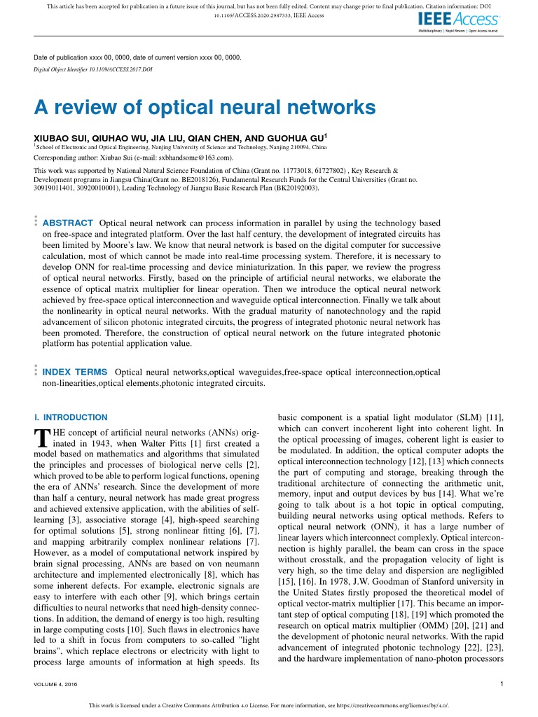 Optical Neural Networks Review | PDF | Matrix (Mathematics) | Optics