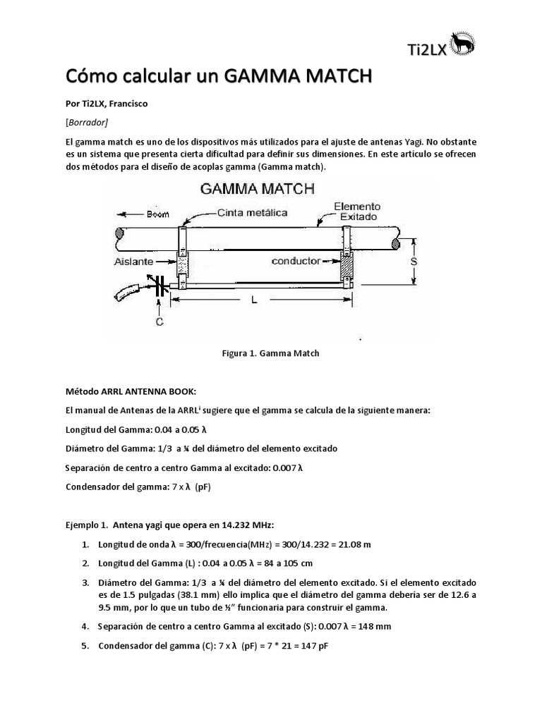 Cómo Calcular Un GAMMA MATCH PDF | PDF | Antena (Radio) | Impedancia ...