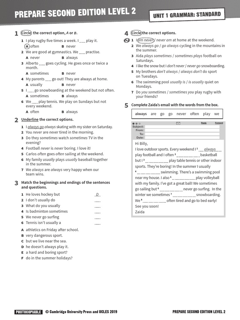 PREPARE_2_Grammar_Standard_Unit_01 | PDF | Leisure | Entertainment
