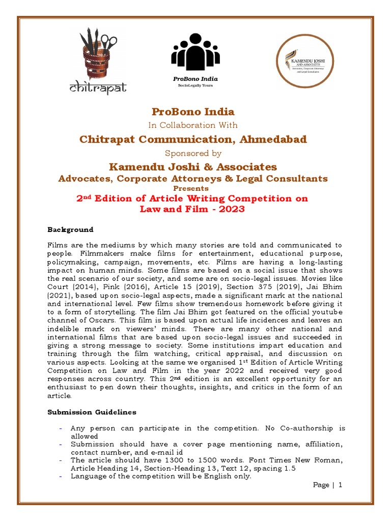 Law and Film Article Competition 2023 | PDF | Communication