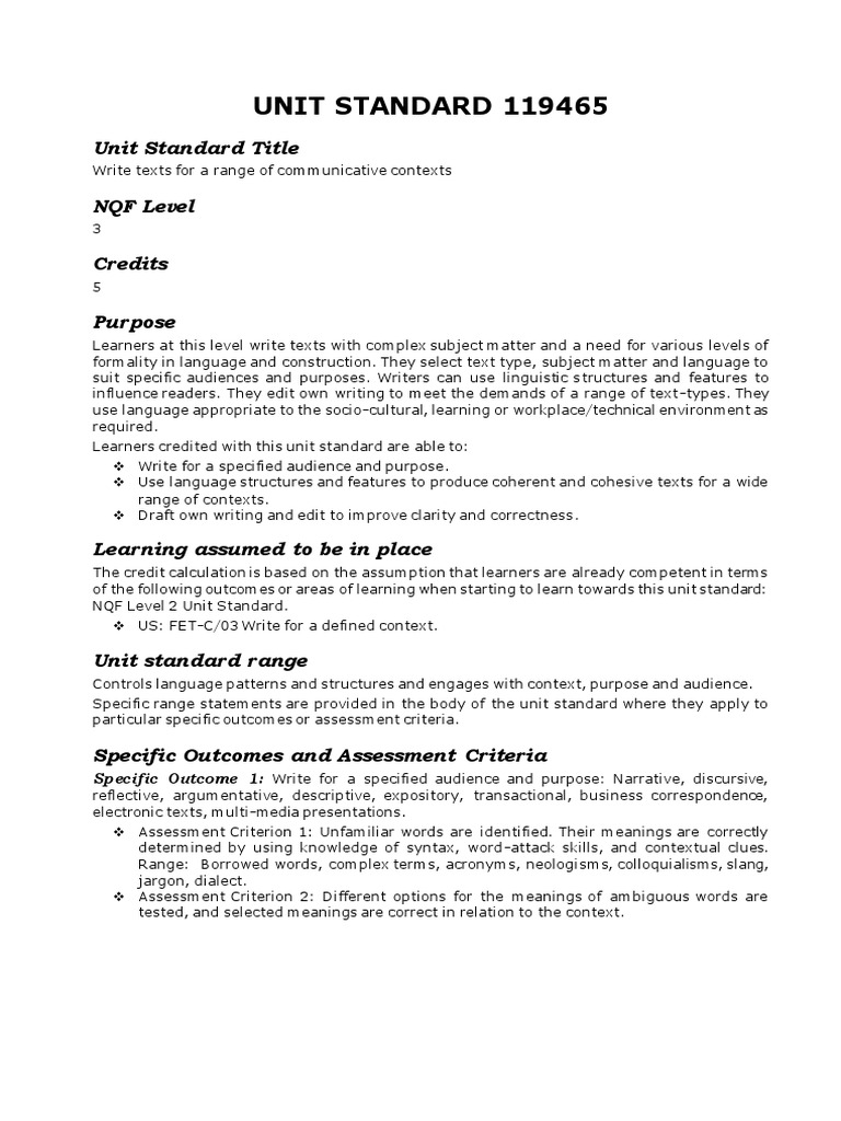 Unit Standard 119465 | PDF | Brainstorming | Thought