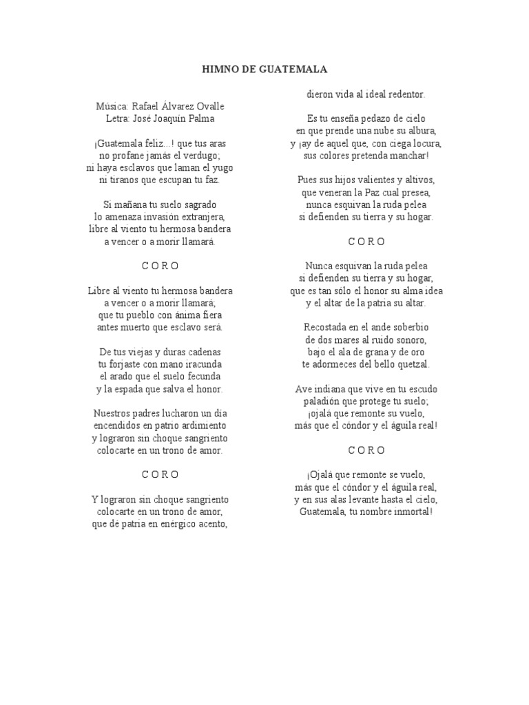 Himno de Los Paises de Centroamerica 2023 | PDF