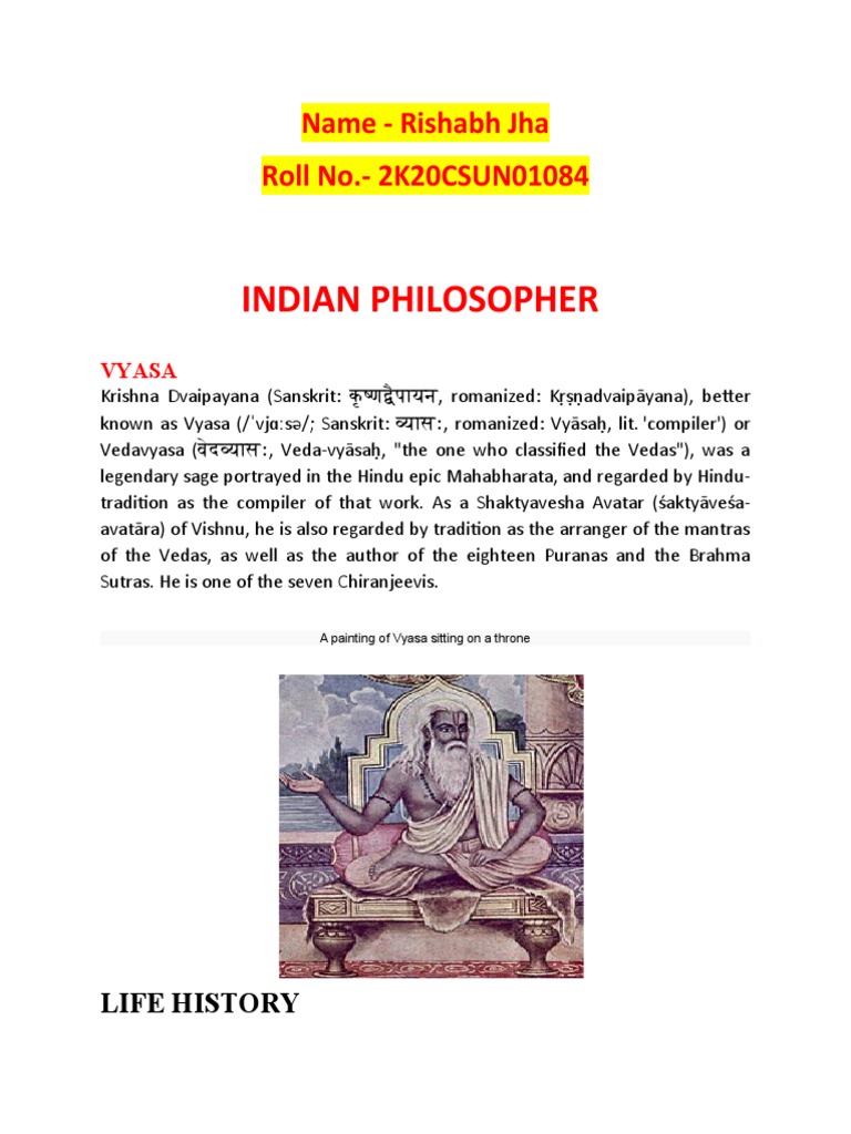 Rishabhjha - Report On Indian Philosopher 2k20csun01084 | PDF