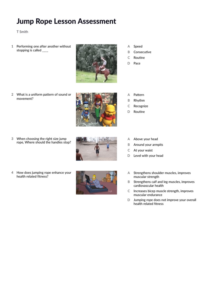 Jump Rope Lesson Assessment - Plickers | PDF | Wellness