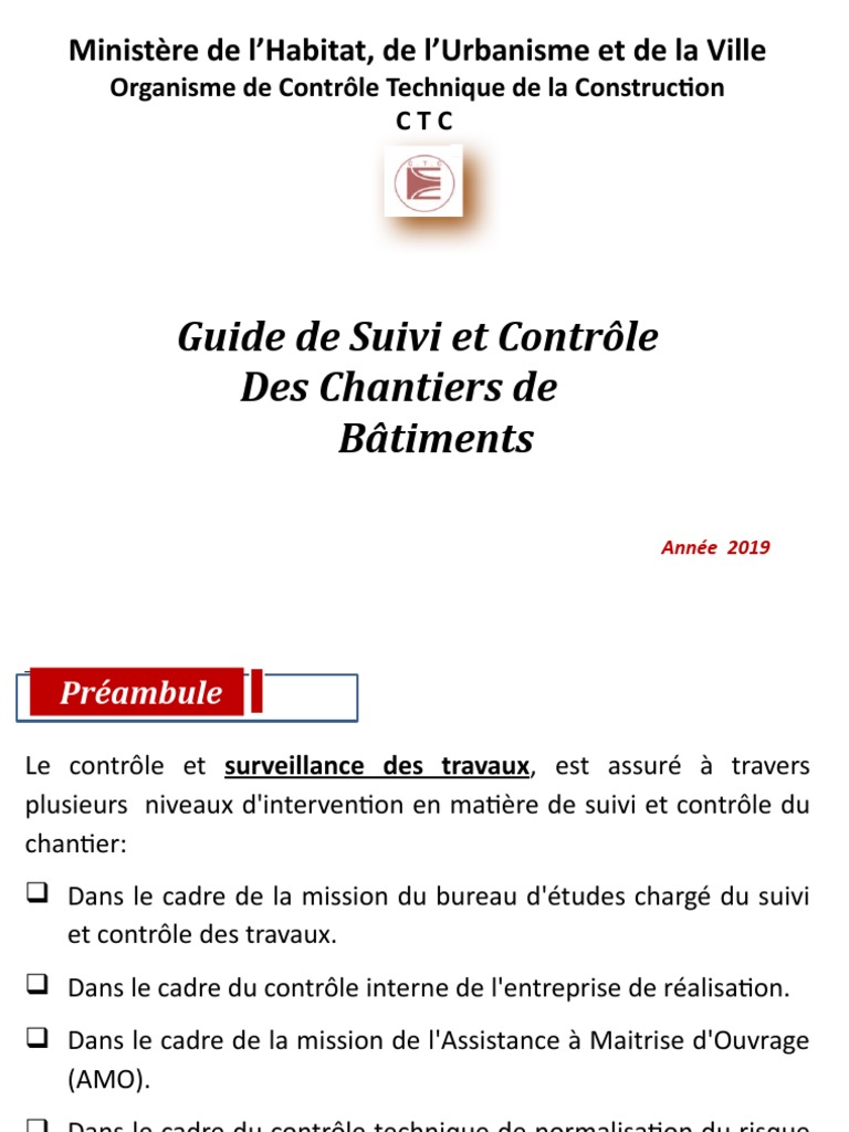 Présentation Guide de Suivi Et Contrôle Des Travaux Bâtiments Final 17 06 2019 | PDF