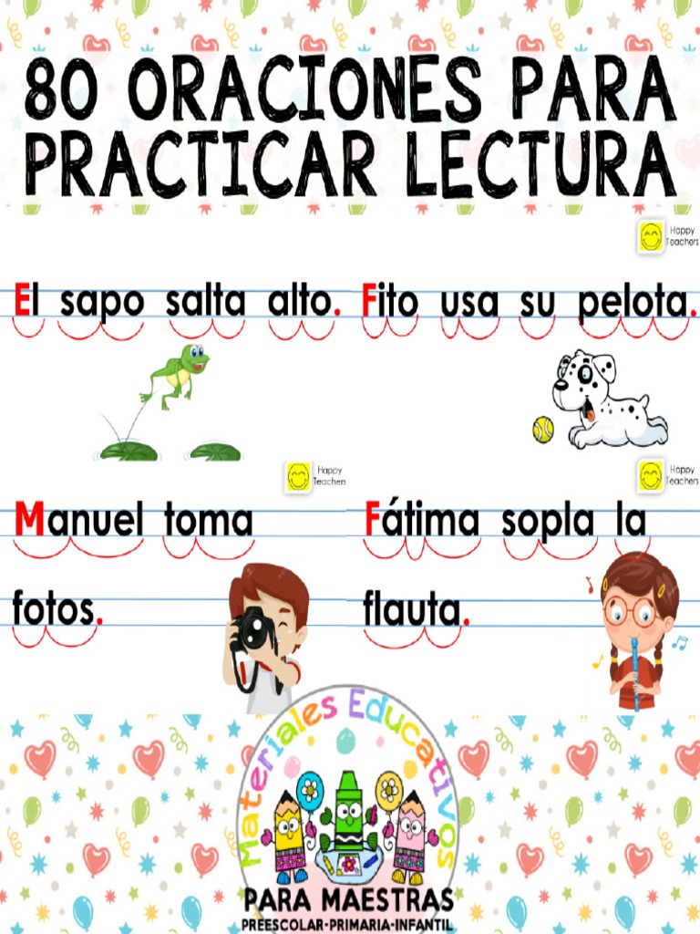 Oraciones para Practicar Lectura Recopilado Por Materiales Educativos ...