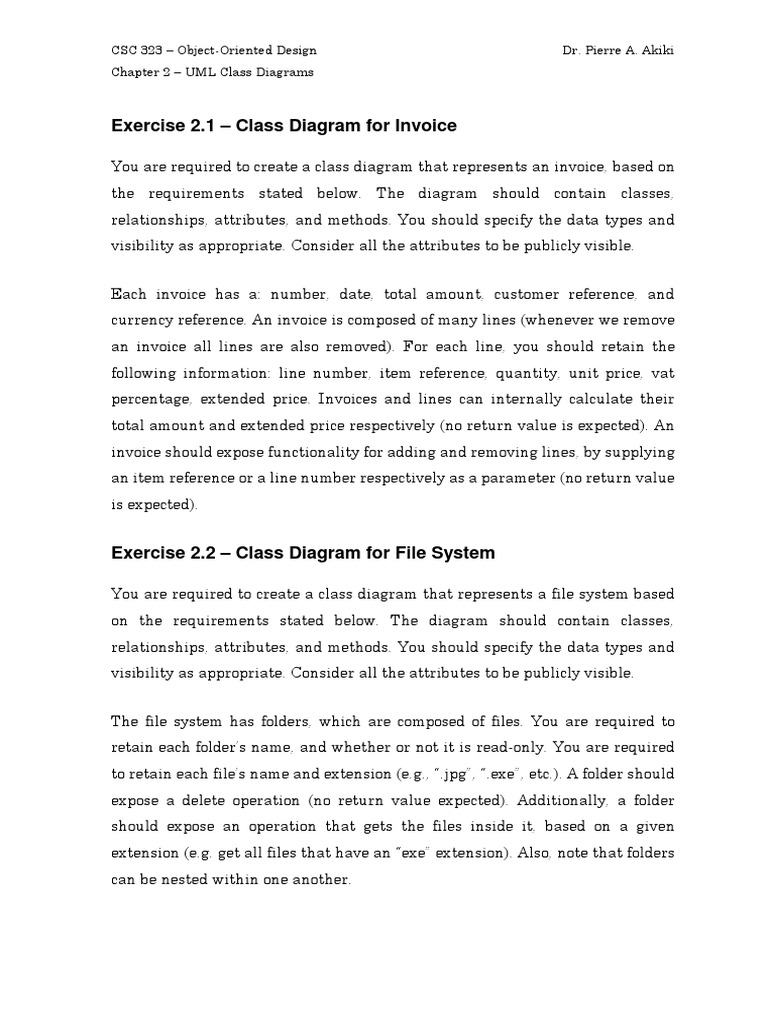 Chapter 2 - Exercises PDF | PDF | Class (Computer Programming) | Computer File