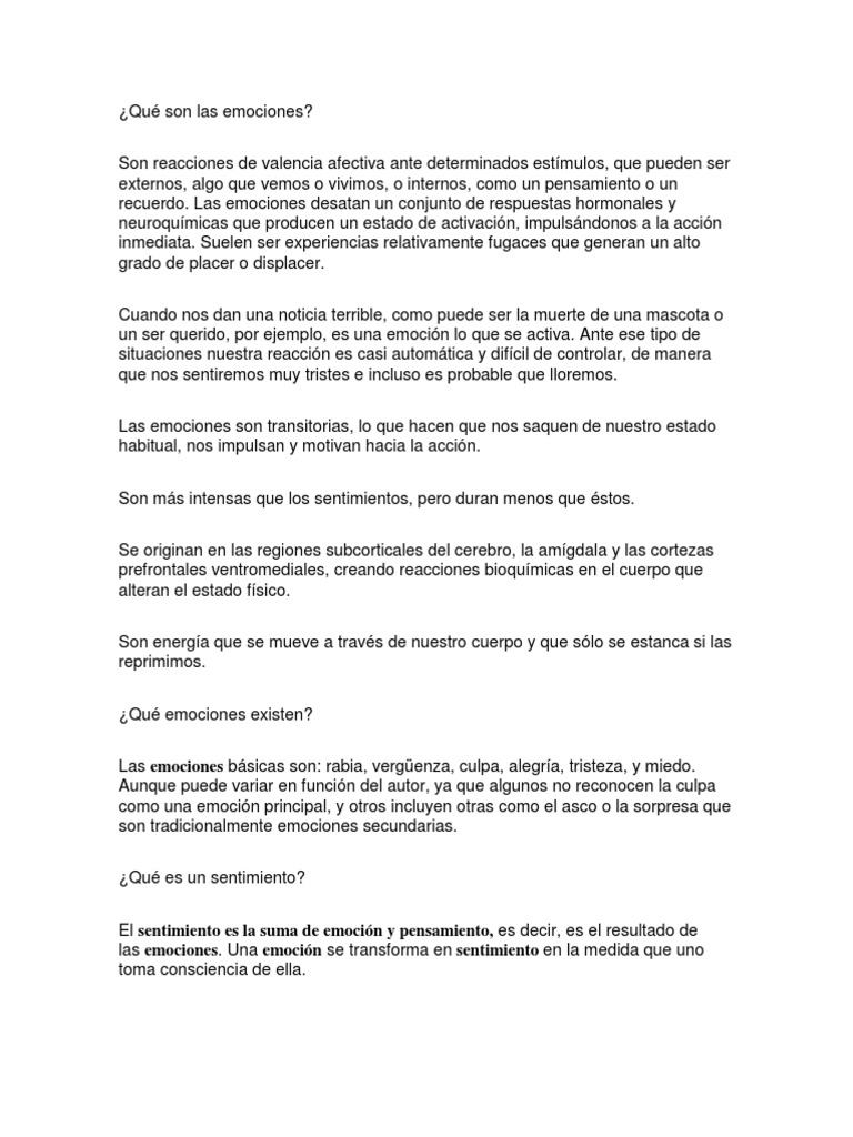 Definición y tipos de emociones | PDF | Las emociones | Temor