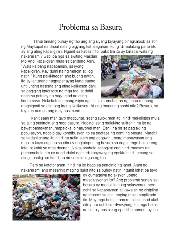Problema Sa Basura Sanaysay | PDF